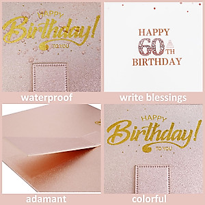Holkcog Rose Gold 60th Birthday Decorations, Happy 60th Birthday Signature Board, Pink 60th Birthday Card Guest Book Alternative, 60th Birthday Gifts for Women, 60 Years Old Birthday Party Supplies