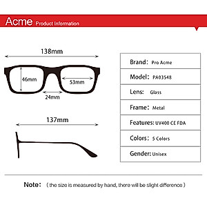 Pro Acme Small Square Sunglasses for Women Men 100% Real Glass Lens Hexagonal Frame (C8 | Gold | Grey, NEW-54)