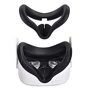 VR Front Face Silicone Protective Shell, Silicone Interfacial Cover, Touch Controller Grips Strap Cover Combination kit 3-in-1 for Meta/Oculus Quest 2 Accessories (Black)