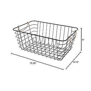 Better Houseware Copper Handled Wire Baskets – Sleek Copper Handles and Black Finish - Large
