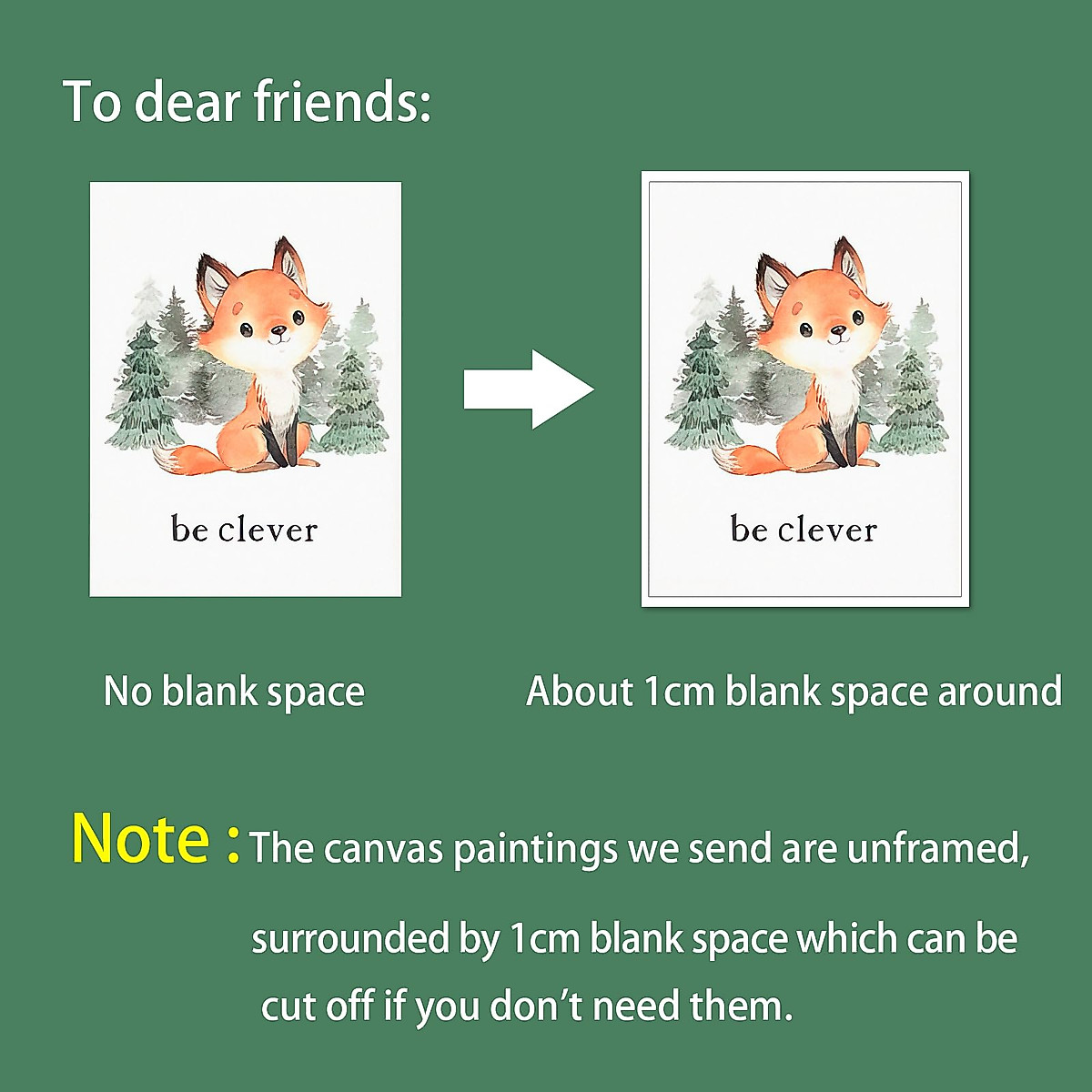 gooptyinh Woodland Nursery Animal Canvas Wall Art, 6 Piece Inspirational Forest Animals Print Posters, Motivational Quotes Cute Bear Fox Rabbit Deer Raccoon Owl Decor for Baby Bedroom 8x10in Unframed