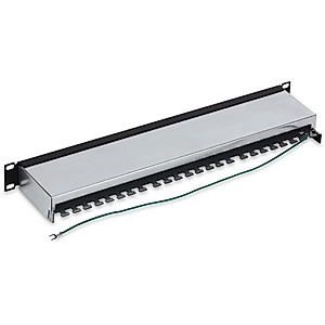 TRENDnet 24-Port Cat6A Shielded Patch Panel, 1U 19" Metal Housing, 10G Ready, Cat5e,Cat6,Cat6A Compatible, Cable Management, Color-Coded Labeling for T568A and T568B Wiring, Black, TC-P24C6AS