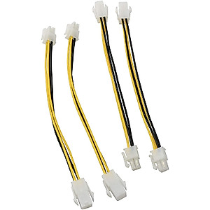Longdex ATX Plug CPU Power Adapter Cable 4PCS 8Inch 4-Pin ATX Male to 4-Pin ATX Female 12V Motherboard Power Extension Cable