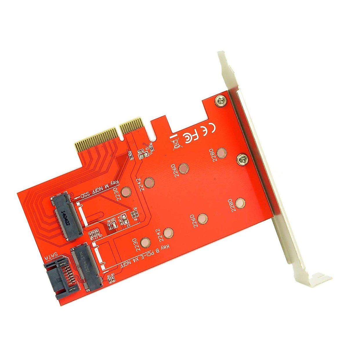 USECL Dual M.2 Hard Drive to PCIE Convert Adapter for sata Port,M.2 SSD NVME (m Key) and SATA (b Key) 2280 2260 2242 2230 to PCI-e 3.0 x 4 Host Controller Expansion Card