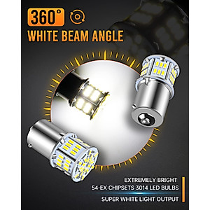 LUYED 1156 LED Bulb New generation 12v Super Bright Low Power ! 650 Lumens 1156 1141 1003 LED Light Bulb for Back Up Reverse Lights Brake Lights Tail Lights Rv lights,White,Pack of 5