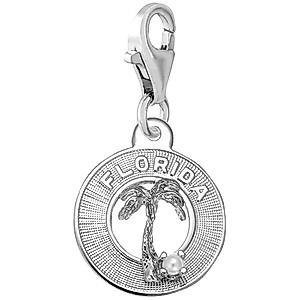 Rembrandt Charms Florida Palm Tree Charm with Lobster Clasp, Sterling Silver