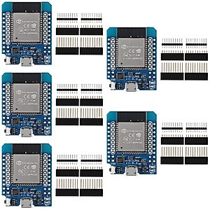 DWEII 5PCS ESP32 Mini NodeMCU Board ESP32 D1 Mini ESP-32 WiFi+Bluetooth Development Module Board Base on ESP8266 Compatible with Arduino WeMos D1 Mini