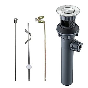 Bathroom Sink Drain with Lift Rod, Brushed Nickel Sink Drain with Overflow, ARCORA Drain Stopper for Vessel Sink