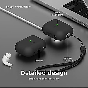 elago Portable Electronic Device Cover Compatible with AirPods Pro 2nd Generation Earphones Case, Protective Silicone Case, Front LED Visible, Supports Wireless Charging [Black]