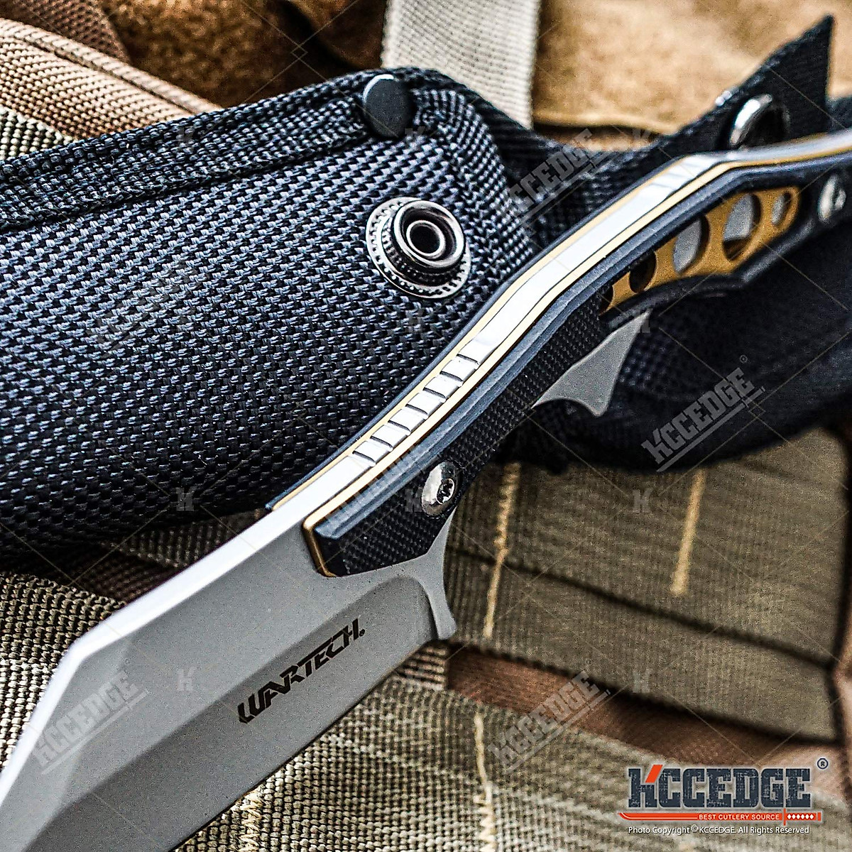 Tactical Knife Hunting Knife Survival Knife 7.25" Fixed Blade Knife With Hybrid Blade Camping Accessories Camping Gear Survival Kit Survival Gear Tactical Gear 79224 (Black / Gold)