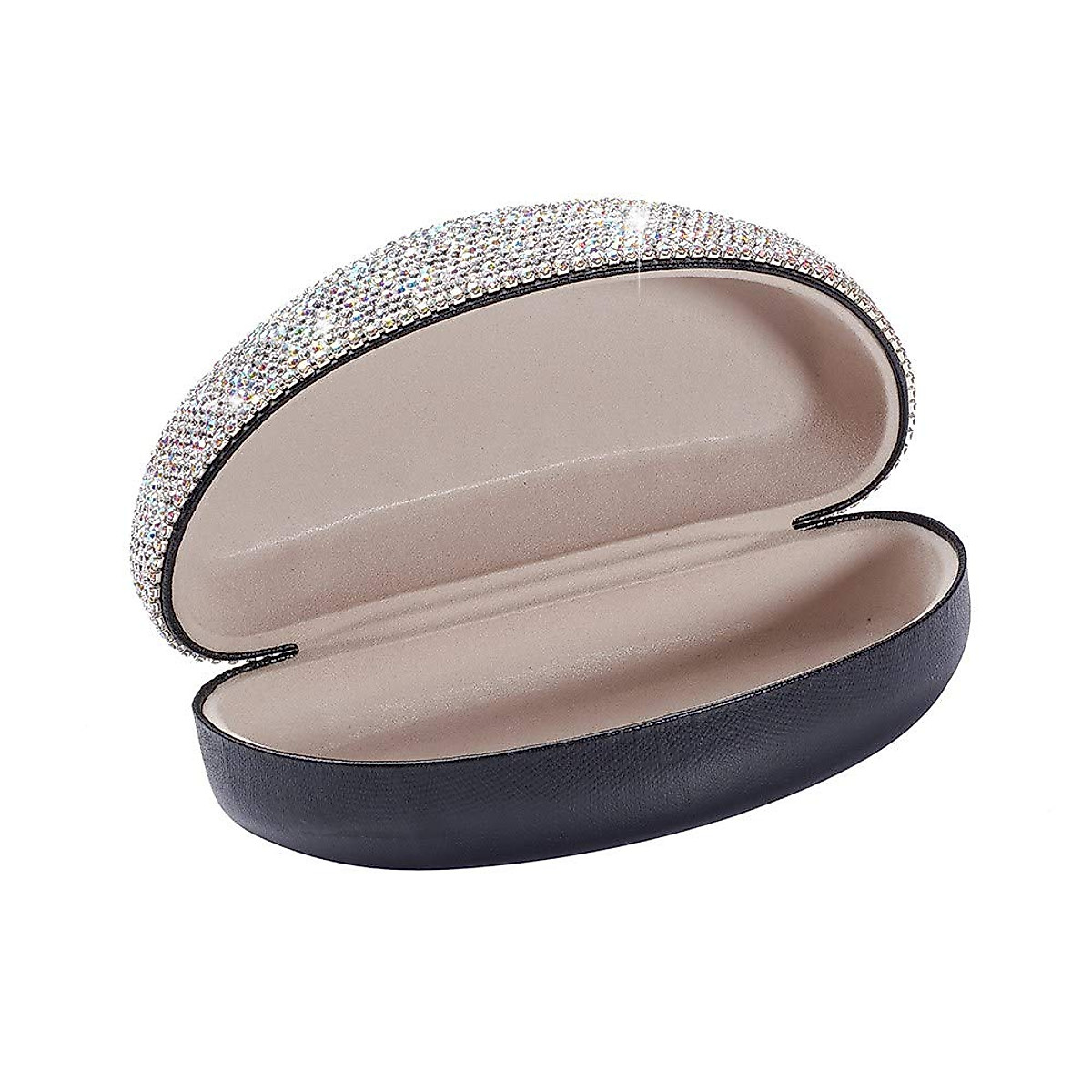 XianghuangTechnology Hard Shell Sunglasses Case,Bling Crystal Rhinestone Large Eyeglass Case Fits Most Sunglasses (White)