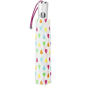 totes Automatic Open Water-Resistant Travel Foldable Umbrella, White Rain