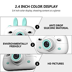 SOLUSTRE Kids Toys Rabbit Shaped Kid Camera 1080P Children Digital Camera 2.4 inch Screen Dual Lens Video Recorder Gift for Kids Green Toddler Toys