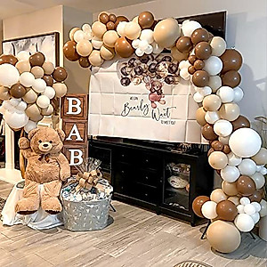 RUBFAC Brown Balloons Garland Arch Kit Teddy Bear Baby Shower Decorations Nude Balloons Tan Coffee Brown Neutral Balloons Jungle Theme Woodland Birthday Party