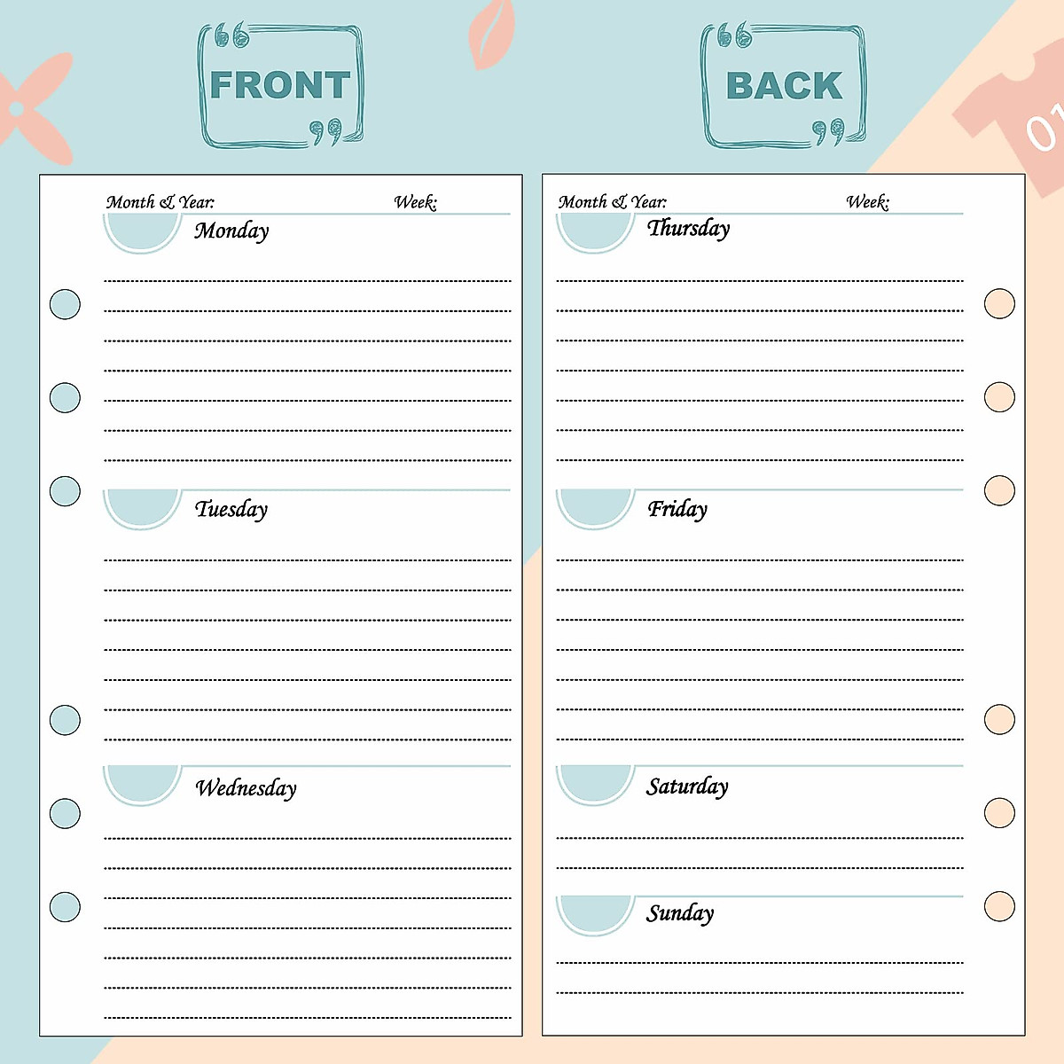 164 Sheets 6 Hole Budget System Refill 37.4 x 66.93 Inch Classic Weekly Monthly A6 Planner Inserts Personal Double Sided 6 Ring Planner Refill for Binder Cover Budgeting Envelope Wallet Bill Saving