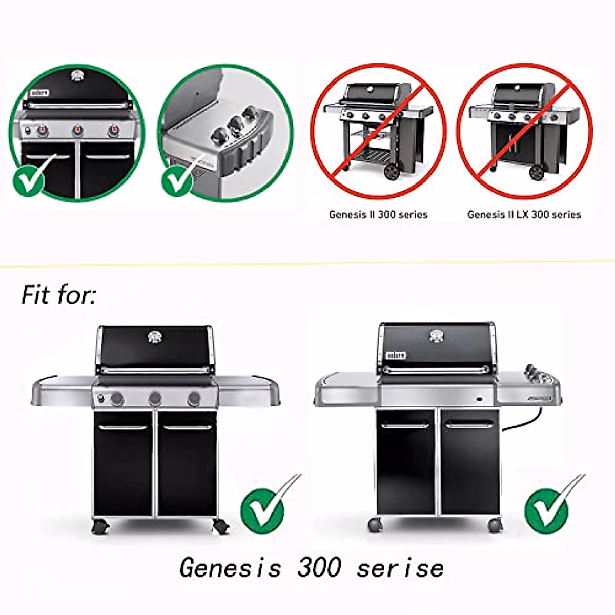 Leship 19.5 inch Cooking Grates Replace for Weber 7524, 7528, Weber Genesis 300 Series Genesis E310 E320 E330 S310 S320 S330 EP310 EP320 EP330 Grills, Cast Iron Grill Grates (19.5" x 12.9" Each)