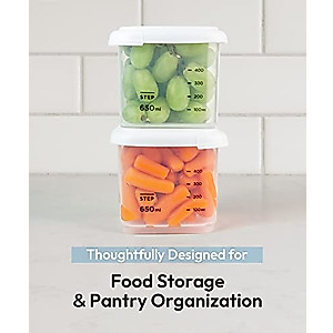 carrotez Stackable Food Storage Containers with Airtight lids, Meal Prep Containers, Portion Control Containers with labels, 16oz, Reusable, Pack of 2