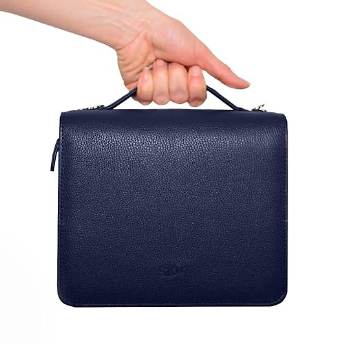 Schönfelderskin Puro, (Hochwertiges Und Robustes Rindleder) Marine-Blau, Mit Aluminium Buchstütze. Das Original Schönfelderskin Puro Set - ... Und Aluminiumbuchstütze - Marine-Blau