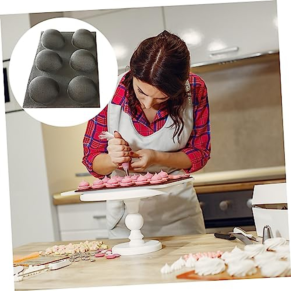 Housoutil Oven Bread Mold Silicone Candy Mold Glass Baking Dish Tray Mold Cookie Silicone Baking Pan Dome Mousse Baking Supplies Bread Baking Tray Bakery Bread Mold Silicone Fiberglass Jelly