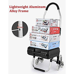 ATAAY Shopping Trolley, 2in1 Folding Shopping Cart & Hand Truck Super Loading 50kg - Labor Saving for Stair Climbing with Adjustable Bungee Cord (B: Blue)