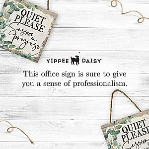 Quiet Please Session in Progress Sign Hanging Wood Door Sign Great for Home Office Salon Law Firm Therapy Counseling Online Classes Massage Decorative Wood Sign Wall Art