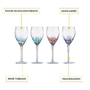 Anton Studio Designs - Speckle Wine Glass Multicoloured - Set of 4-350ml Capacity Per Glass - Coloured Wine Glasses…