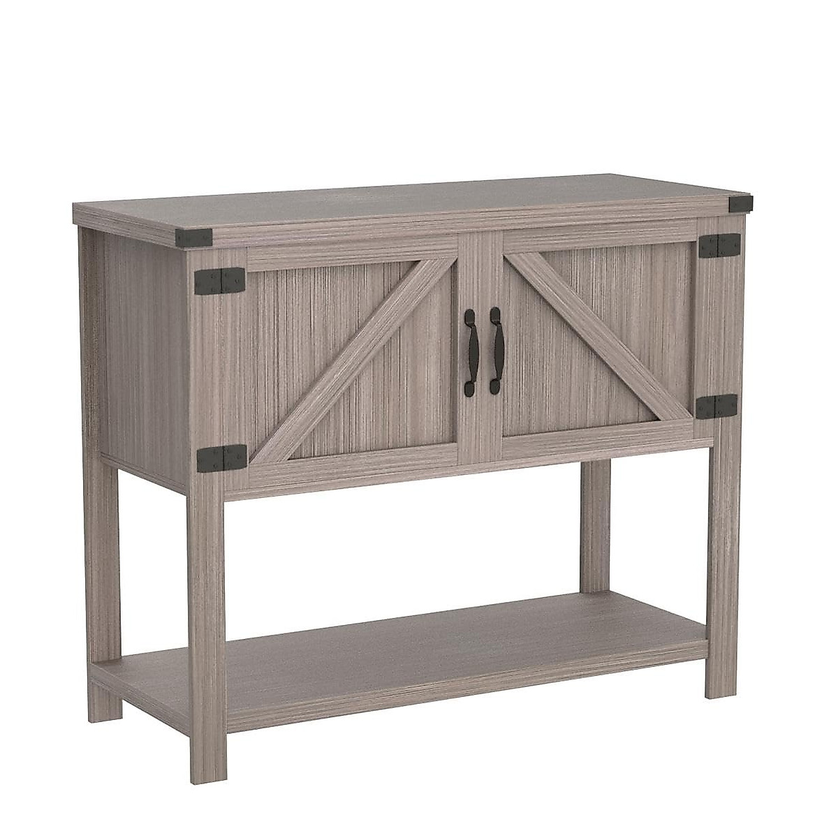 4ever2buy Farmhouse Coffee Bar Cabinet with Barn Doors, Grey Coffee Bar Stand with Storage, 36 inch Coffee and Tea Bar with Bottom Shelf for Living Dining Room