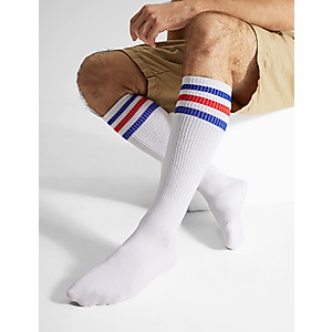 Joulli Men's White Knee High Tube Socks 3 Pairs