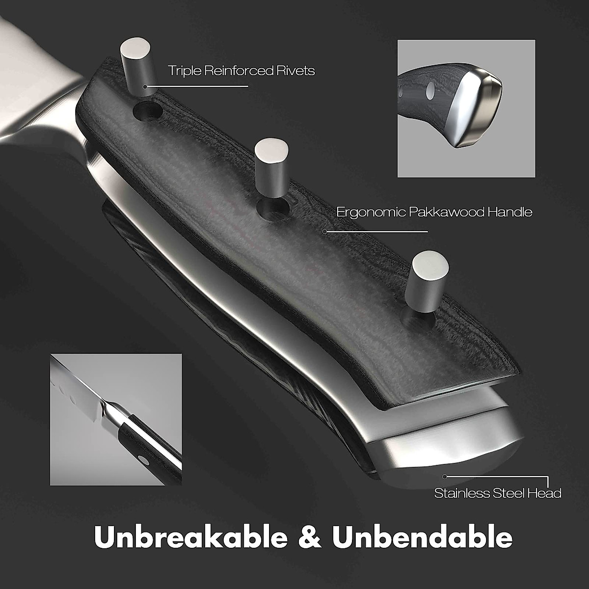 SimCoker Santoku Knife 7 Inch, Cutting Knife, Sharp Kitchen Knives with Sheath, German High Carbon Stainless Steel EN1.4116, Chef Knife with Ergonomic Pakkawood Handle