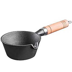 Cast Iron Pot|Butter Melting Pot, Non-Stick Cast Iron Sauce Pot with Wood Handle, Small Cast Iron Melting Pot, Hanging Butter Warmer for Oil Milk Candy Chocolate Style1