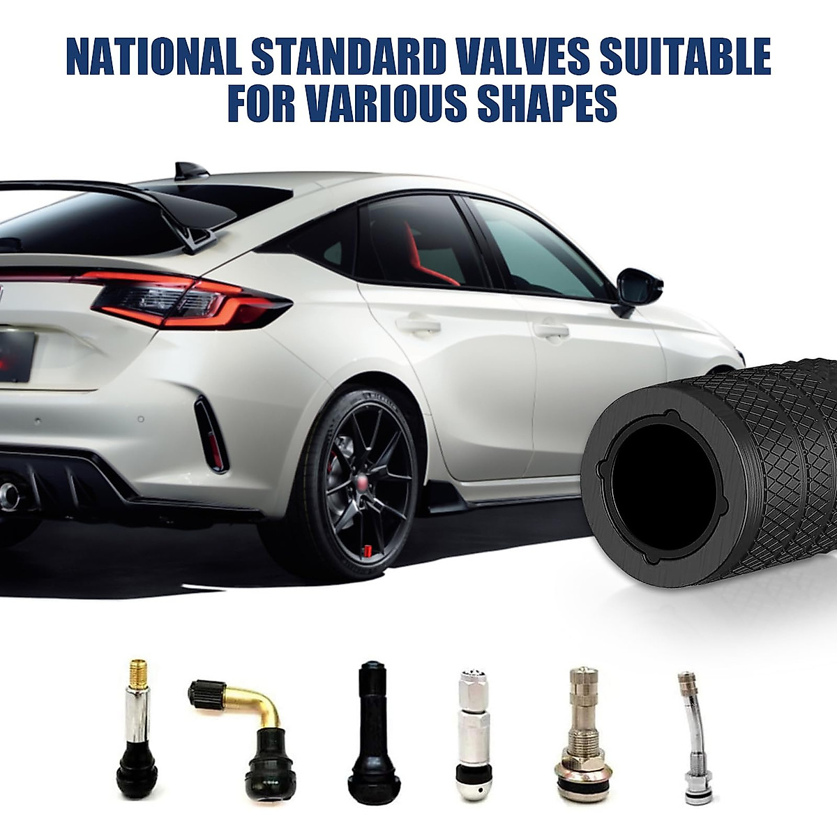 UGSHY 4 PCS Tire Valve Stem Caps for Car, Alloy Tire Valve Cap Set, Universal for Cars Trucks Motorcycles SUVs (Black)