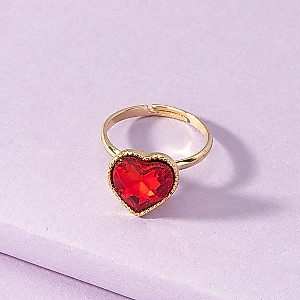 Sun Gem Ring Sunshine Gemstone Finger Ring Sunrise Stone Finger Band Sunflower Crystal Knuckle Joint Ring Open Adjustable for Women Minimalism Jewelry-A heart