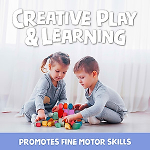 BUNMO Wooden Blocks - Stacking Rocks 40pcs - Montessori Toys for 3 Year Old - Stimulating Creative & Imaginative Play - Wood Blocks Stacking Toys - Toys for 3 Year Old Boy or Girl - Non-Mouthable Toy