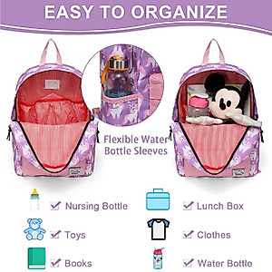 VASCHY Backpack for Little Girls, Preschool Backpacks for kindergarten with Chest Strap Pink Unicorn