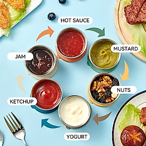 VANDHOME 2.3OZ/70ml Salad Dressing Container To Go With Lid 6 Pack Leakproof Dipping Sauce Cups Sauce Container for Lunch Small Containers for Salad Dressing, Snacks, Fits in Bento Box for Lunch