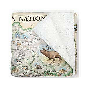 Rocky Mountain National Park Map Fleece Blanket - Hand-Drawn Original Art - Soft, Cozy, and Warm Throw Blanket for Couch - Unique Gift - 58"x 50"