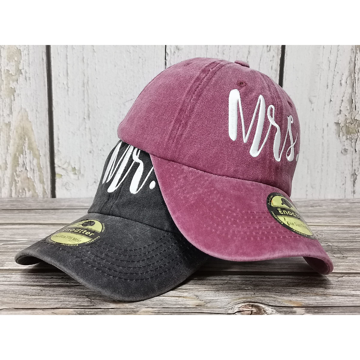 Enodtter Mr and Mrs Hats, Hubby Wifey Embroidered Bride Groom Matching Baseball Caps, Newlywed Honeymoon and Wedding Gift for Couples, Bridal Gift