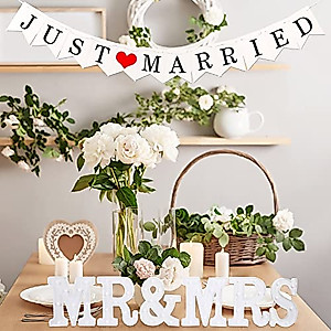 Coume Wedding Decorations Set, Mr Mrs Marquee LED Signs Just Married Banner Fairy String Light, 8.5 Inch Sign, for Table, Photo Props