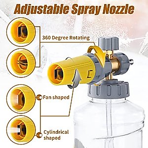 Tool Daily Foam Cannon, Adjustable Foam Blaster, Snow Foam Lance with M22 and 1/4 Inch Quick Connect, Additional Orifice Nozzle 1.1mm, 1.5 Liter