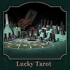 Beetles 20Pcs Gel Nail Polish Kit with Base Gel Top Coat- Lucky Tarot Collection White Black Nude Grey Glitters Gel Polish Golden Journey Nail Art Green Nails UV Manicure Gifts for Women