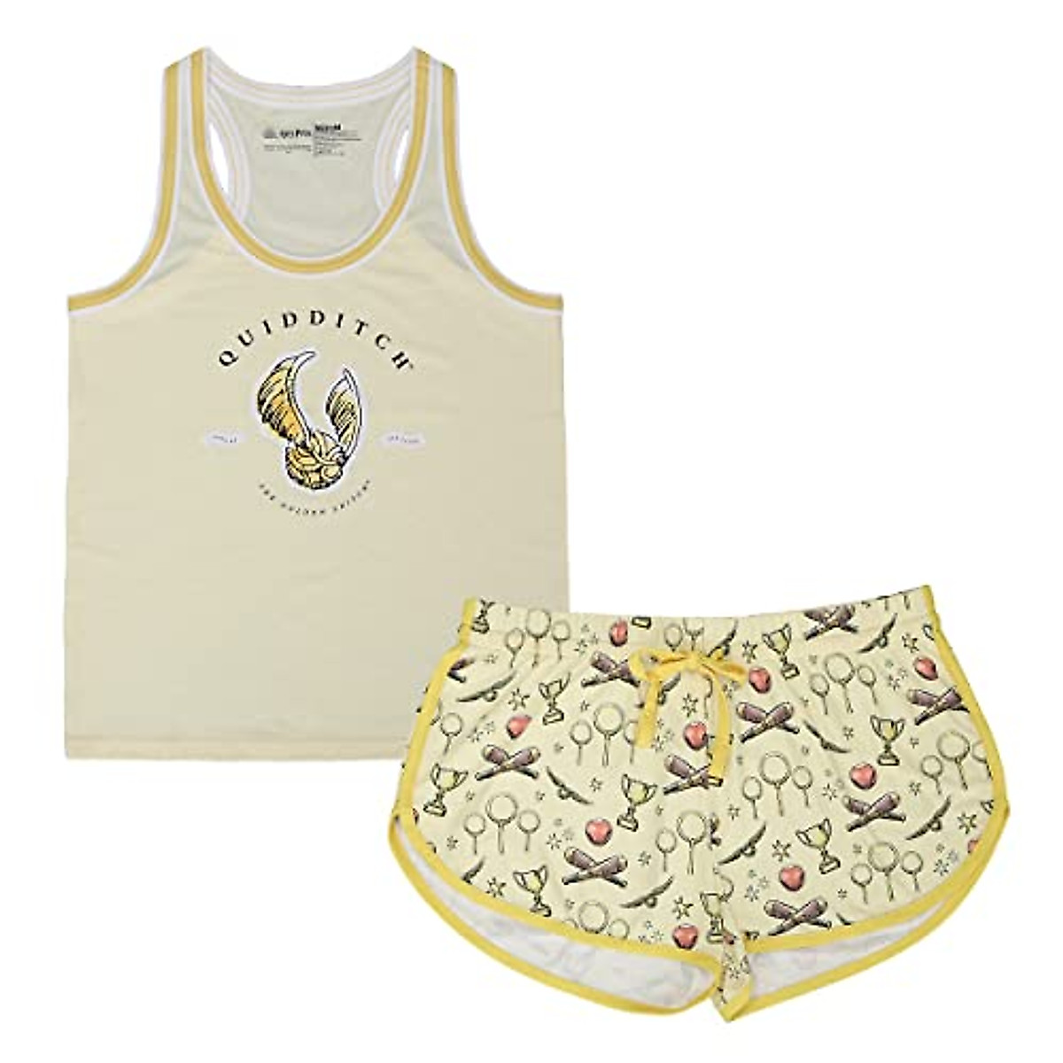 Harry Potter Quidditch The Golden Snitch Women's Racer Back Tank Top & Dolphin Lounge Shorts Sleepwear Set-XL
