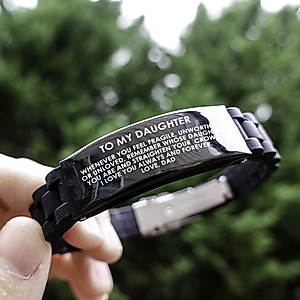 To My Daughter Bracelet from Dad – Exquisite Daughter Gifts From Dad Dad Daughter Bracelet in Black – Sentimental Bracelet To My Daughter From Daddy – Durable and LongLasting – Adjustable Fit, S,