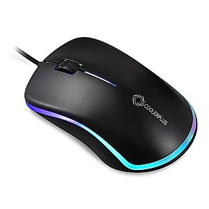 COOLERPLUS FC112 USB Optical Wired Computer Mouse with Easy Click for Office and Home, 1000DPI, Premium and Portable,Compatible with Windows PC, Laptop, Desktop, Notebook (Black)