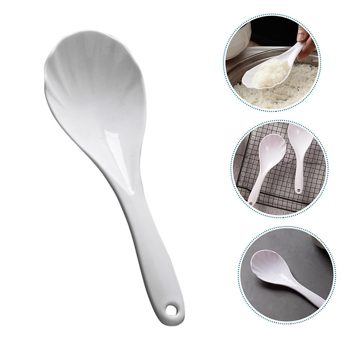 Mikinona 2pcs Rice Spoon Rice Paddle Spoon Convenient Rice Spatula Reusable Rice Paddle Compact Rice Scooper Convenient Rice Paddle Non-stick Spoons Rice Cooker White Pp Household