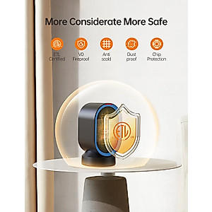 TABYIK Space Heater Indoor, Portable Heater 45° Oscillating Fast Electric Heater with 7 Safety Protections Small Space Heaters for Indoor Use Office Desk Home (Black)