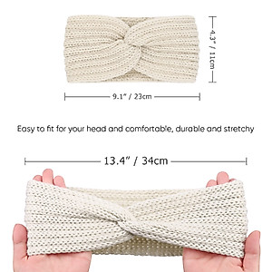 DRESHOW Winter Wide Headbands for Women Crochet Turban Knitted Ear Warmer Thick Headband Crochet Bow Twist Head Wraps Winter Accessories