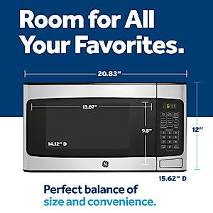 GE GCST11X1WSS Microwave Oven, 950-watt 6 Auto Cooking Settings, Kitchen Essentials for The Countertop, Dorm Room or Apartment, Child-Lock Technology 1.1 Cu. Ft, Stainless Steel