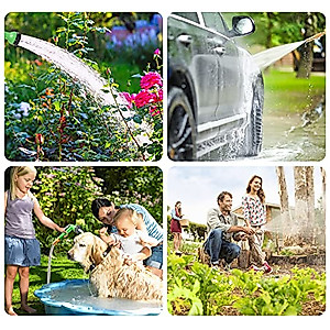 Yereen Metal Garden Hose 25FT, 304 Stainless Steel Garden Hose with 3/4" Solid Brass Fittings and 2 Function Nozzle, Kink Free Flexible Outdoor Water Hose