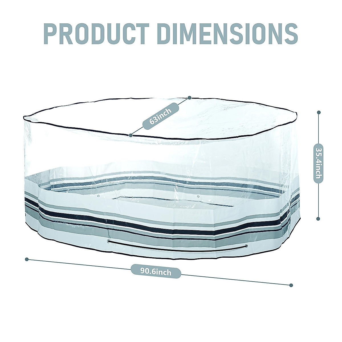 Pacoset Patio Furniture Covers for Dining Table|Extra Large Plastic Material Outdoor Furniture Cover|Windproof| Waterproof and Tear-Resistant|62.9”×90.5”×34.5”inch