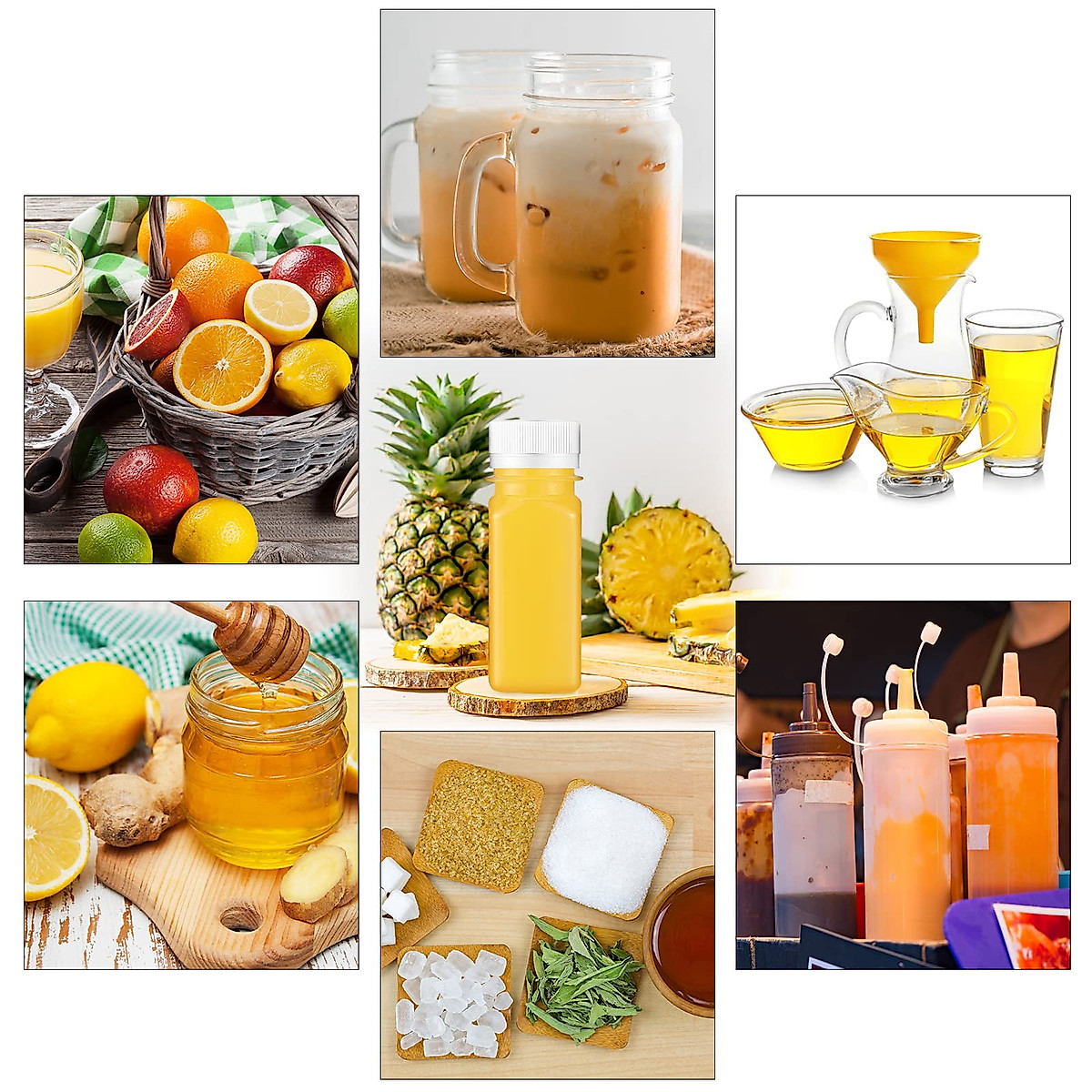 100 Pcs 2oz Small Clear Plastic Juice Bottles with Lid for Liquids Reusable Ginger Shots Bottle Vial Beverage Container Leak Proof Mini Jars for Juice, Milk, Water (White)